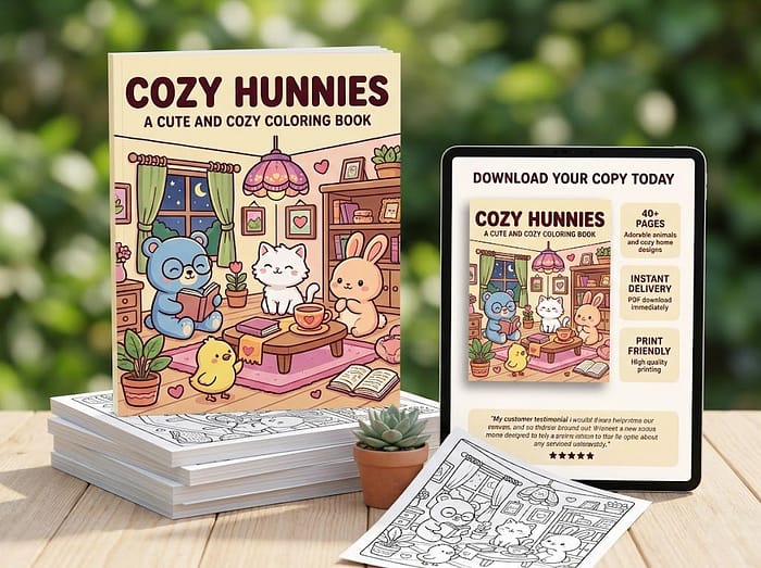 Cozy Hunnies - A Cute and Cozy Coloring Book: #1 Best Animal Art ...